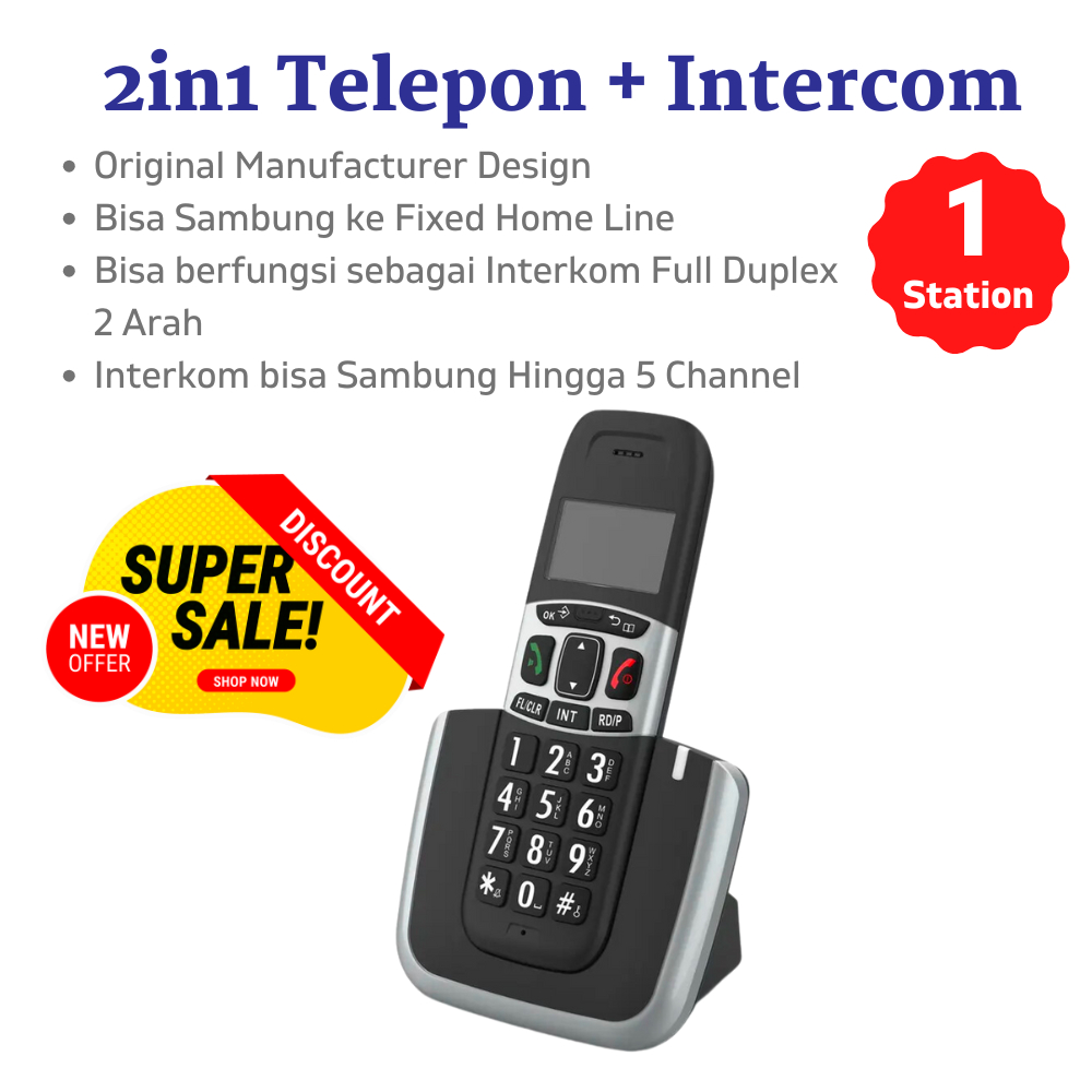 Jual Smart Home 2in1 Cordless Phone Telepon Rumah + Non Dect Wireless ...