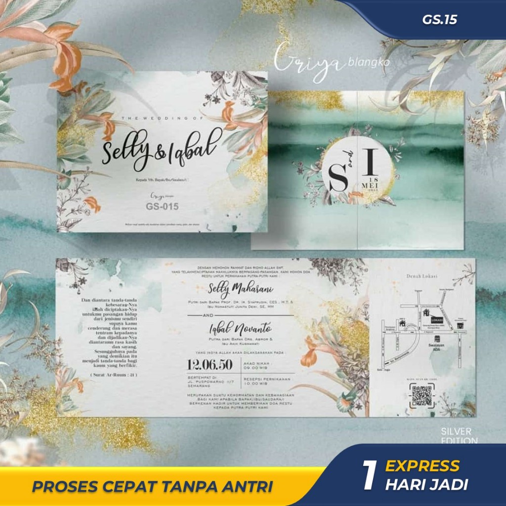 Jual CETAK EXPRESS UNDANGAN PERNIKAHAN AESTHETIC SIMPLE ELEGAN UNIK MURAH SOFTCOVER LIPAT 3 ...