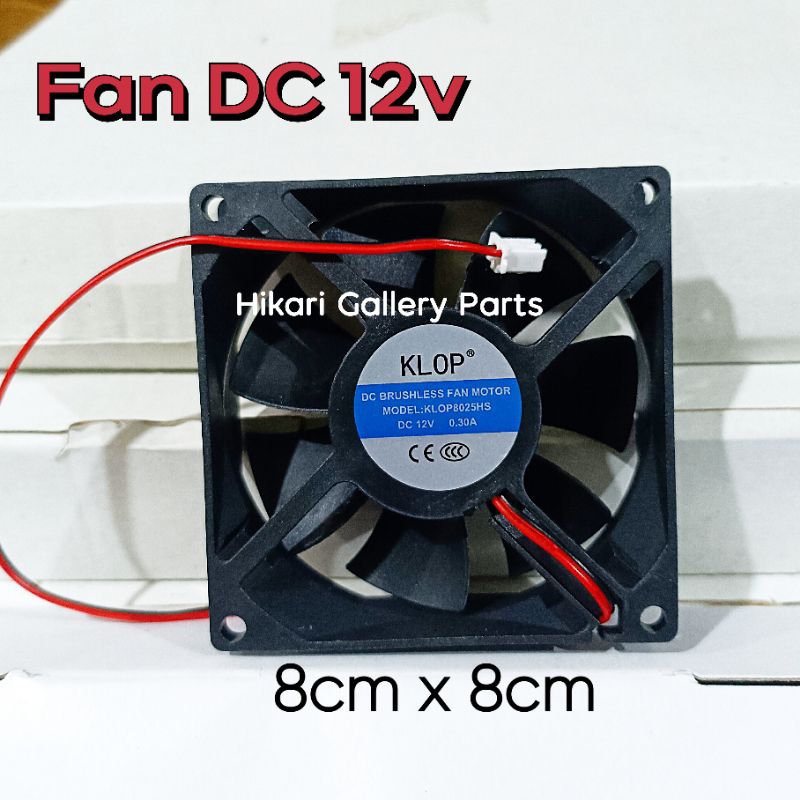 Jual Fan DC 12 Volt 8x8 cm + Kabel Soket / kipas pendingin KLOP 12v 8cm ...