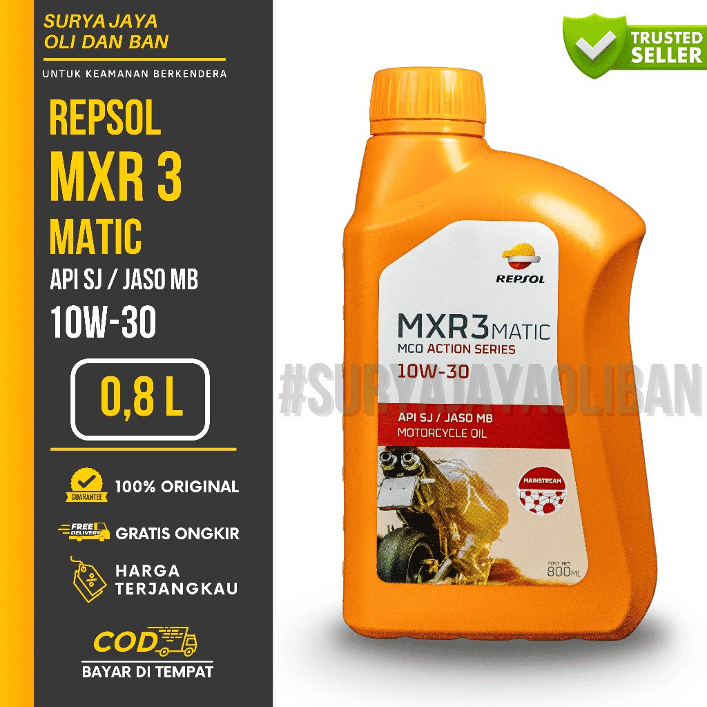 Jual Oli Mesin Sepeda Motor Repsol MXR3 Matic 10W-30 800mL 100% ...