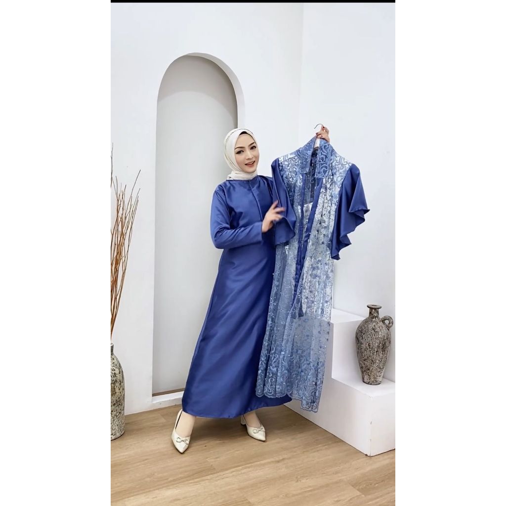 Jual (Pasti Realpict) 2IN1 GEORGINA DRESS INNER + OUTER BRUKAT TILLE PREMIUM / FREE BELT / SET ...