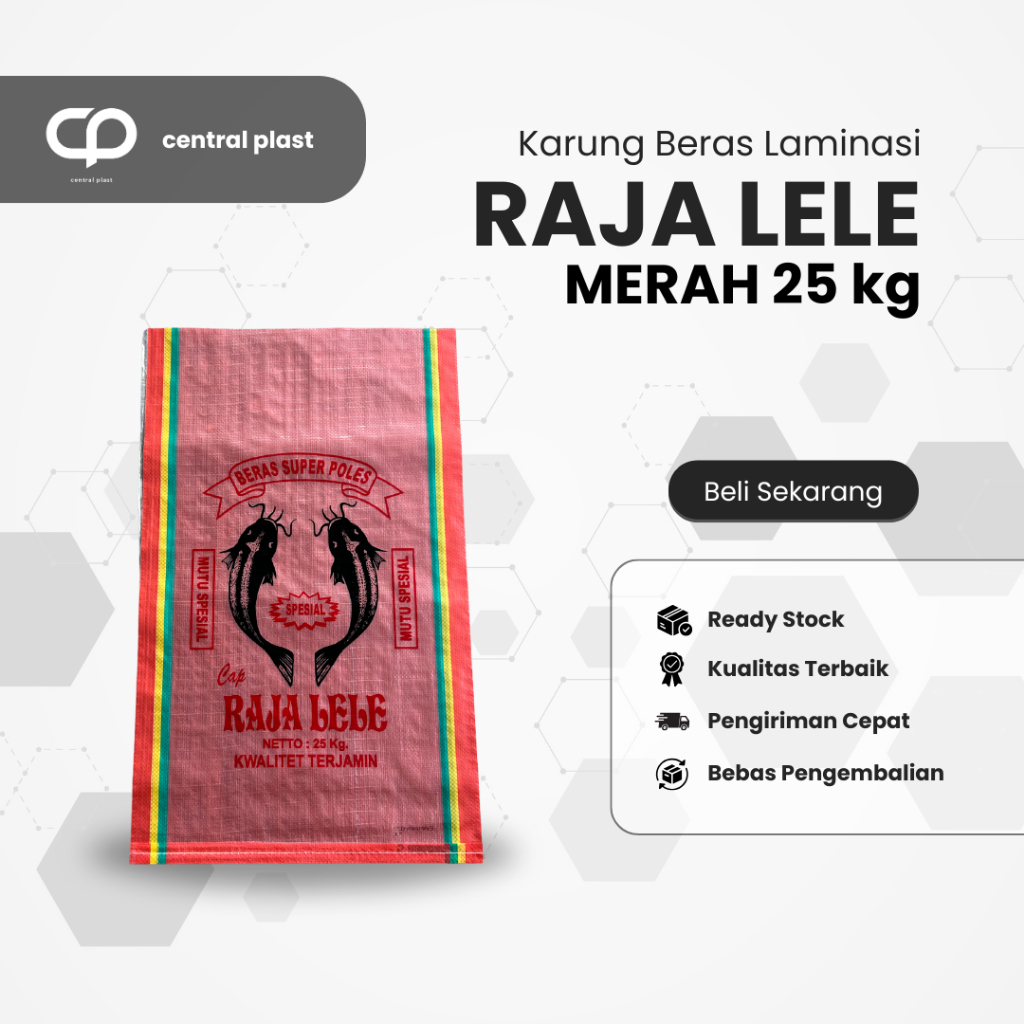Jual Karung Beras Laminasi 25 kg Cap Raja Lele Merah | Shopee Indonesia