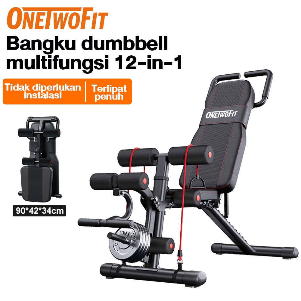 Jual OneTwoFit Bangku Dumbbell Multifungsi 12-in-1 Tidak Perlu Instalasi Lipat Penuh Kapasitas ...