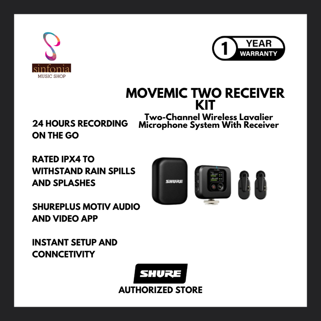 Jual Shure MV-TWO-KIT MoveMic Two Receiver Kit Wireless Lavalier ...