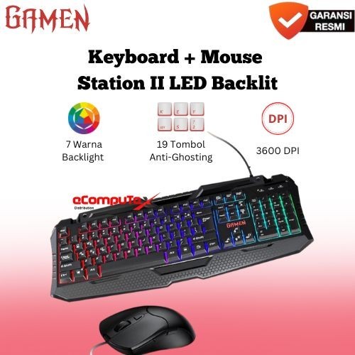 Jual GAMEN GAMING MOUSE KEYBOARD COMBO STATION II BLACK (RGB BACKLIGHT ...