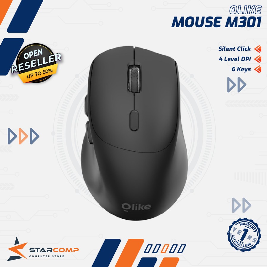 Jual Olike M301 Mouse Wireless Silent Click Ergonomic Design | Shopee ...