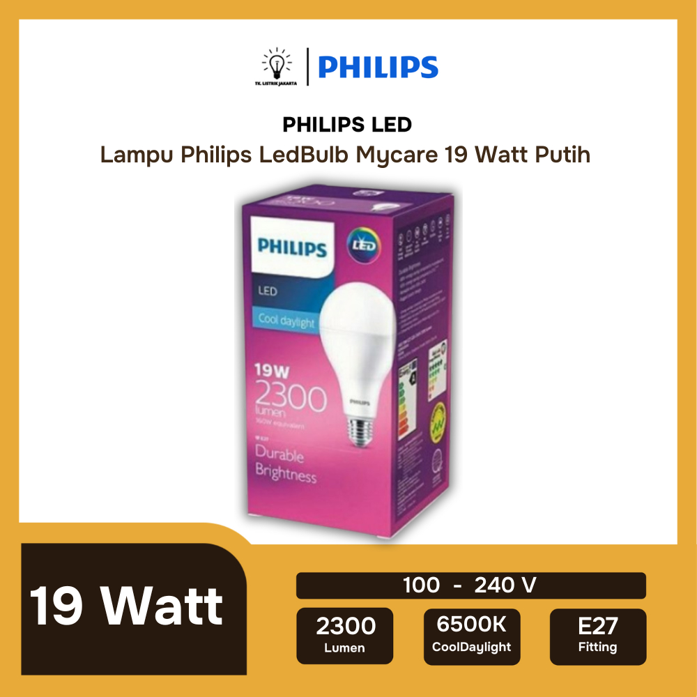 Jual Lampu Philips LEDBulb 19W E27 6500K 230V A80 Putih 6500K | Shopee ...