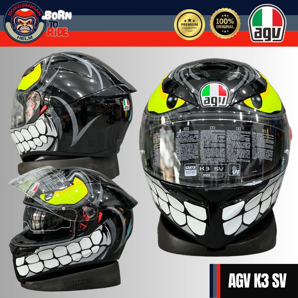 Jual HELM AGV K3SV ANGRY BLACK - AGV K3-SV FULL FACE - AGV K3 ORIGINAL AGV HELMETS | Shopee ...