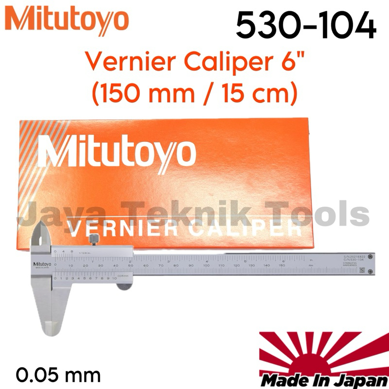 Jual Mitutoyo 530-104 Vernier Caliper 6" 150 mm 15 cm / Sigmat Manual / Jangka Sorong Stainless ...
