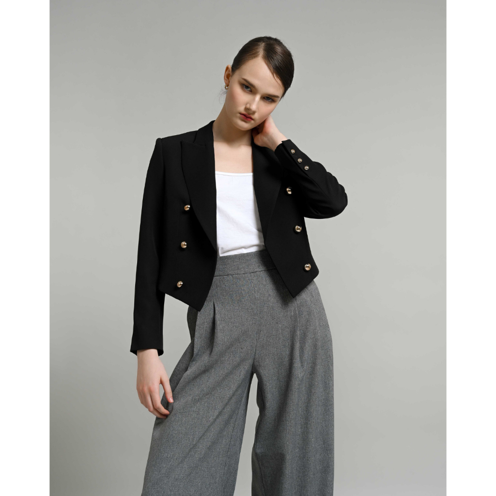 Jual INVIO Jade Cropped Blazer Black | Jas Wanita - Enlace | Shopee ...