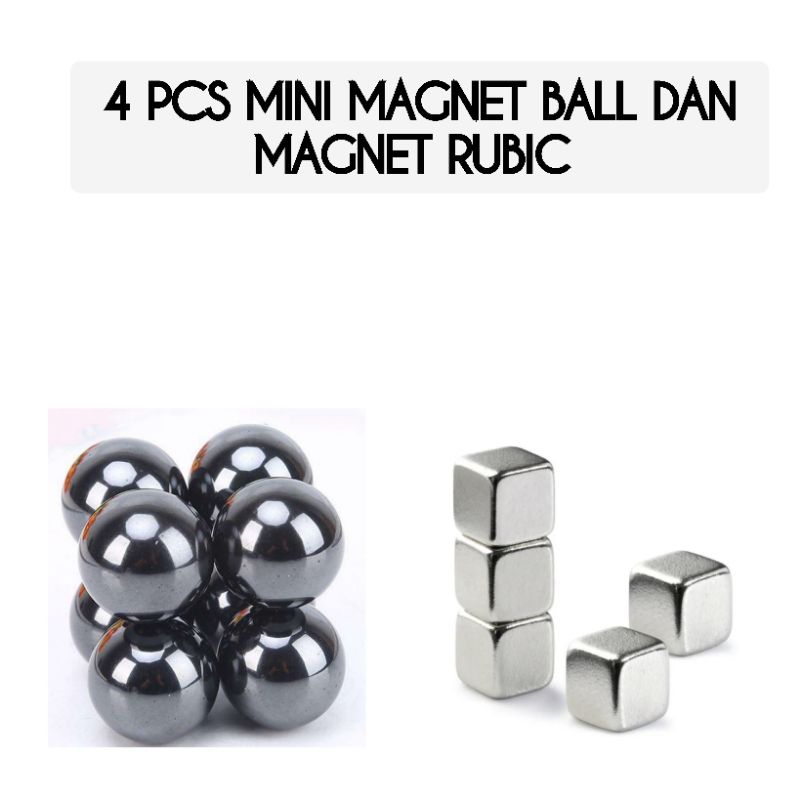 Jual 4 PCS MINI MAGNET BALL DAN MAGNET KUBIK | Shopee Indonesia