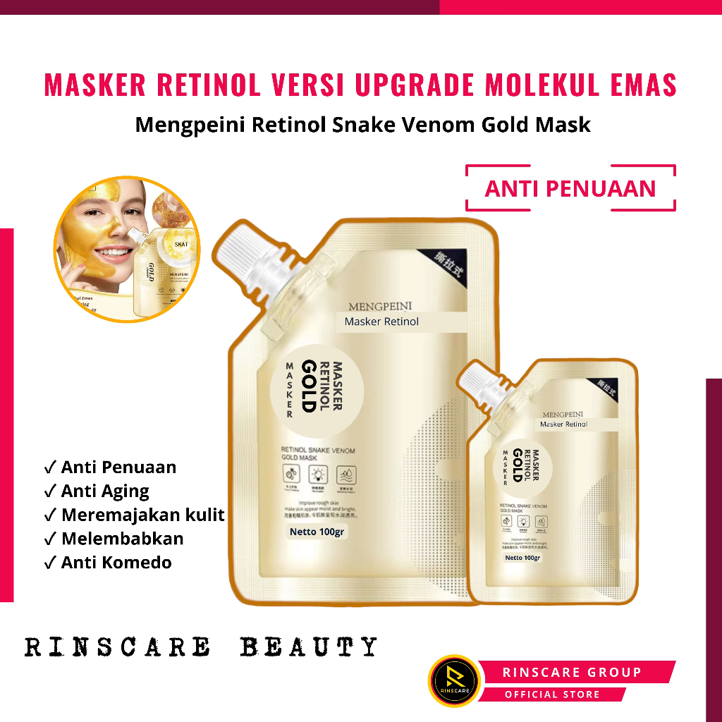 Jual [ MENGPEINI GOLD MASK ] COD MENGPEINI Retinol Snake Venom Gold ...