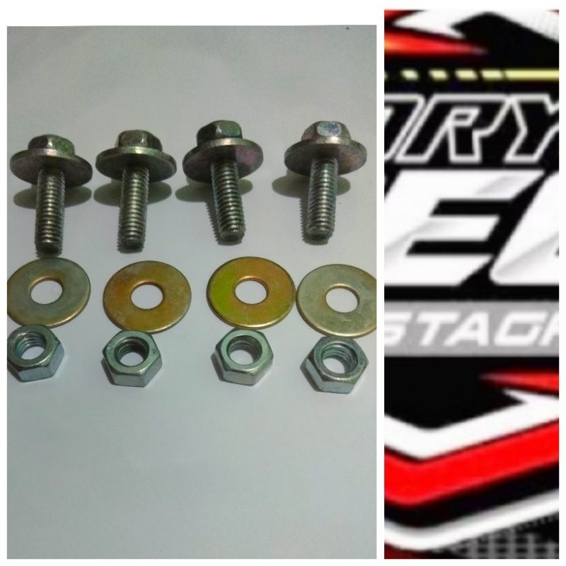 Jual baut plat nomer plus ring mur set isi 4 universal | Shopee Indonesia