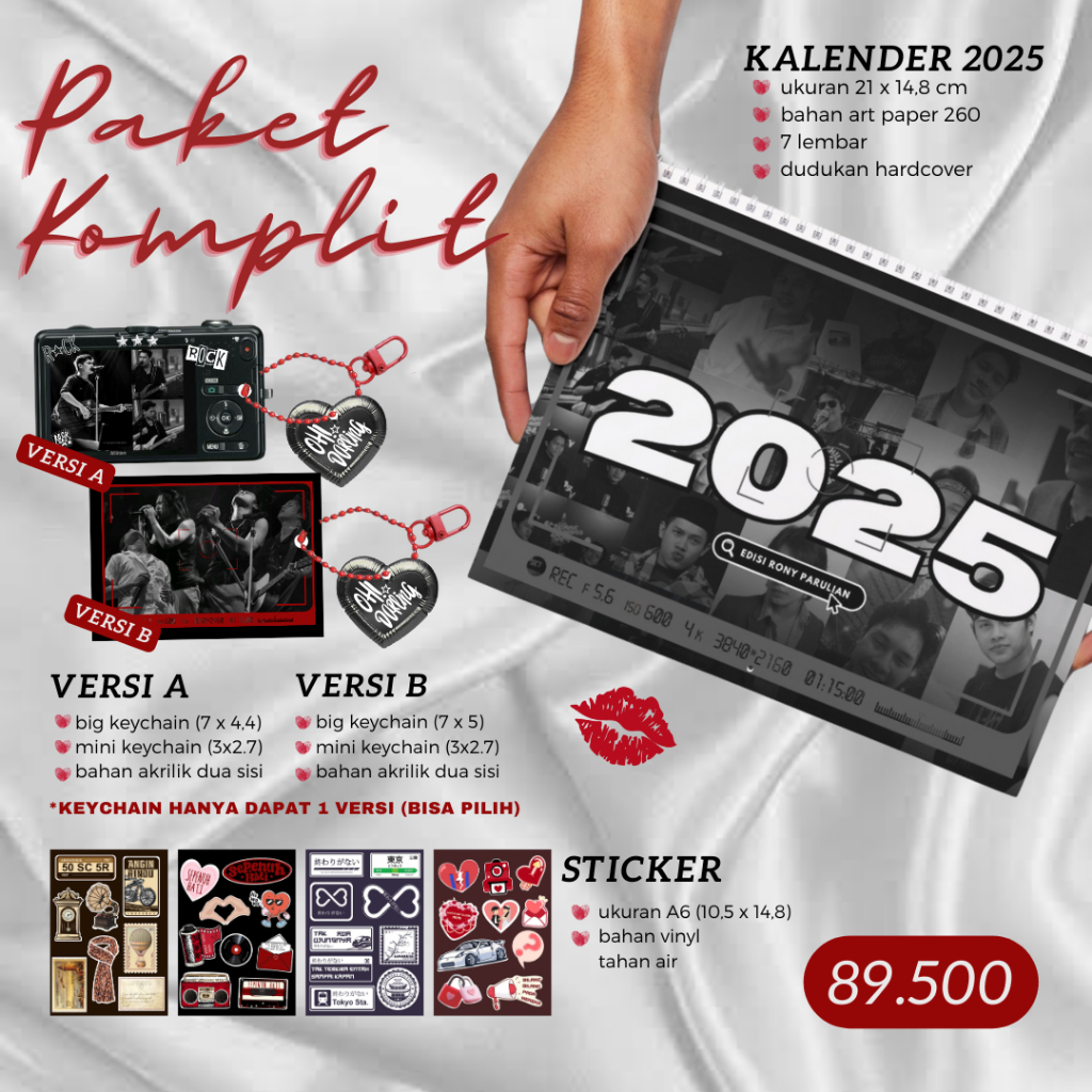 Jual Paket Komplit (Kalender Meja 2025, Keychain Akrilik, dan Sticker ...