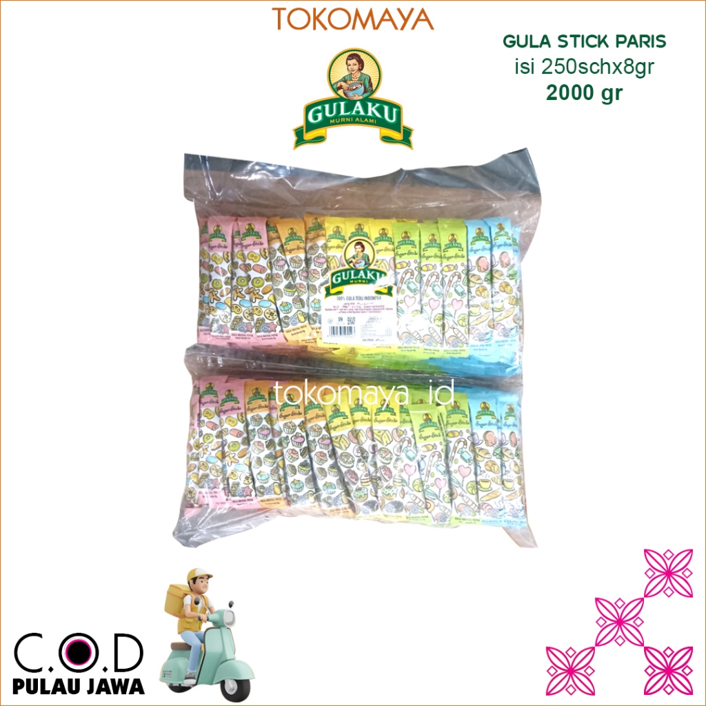 Jual Gulaku Gula Pasir Stick isi 250 sachet Berat Bersih 2000 Gram ...