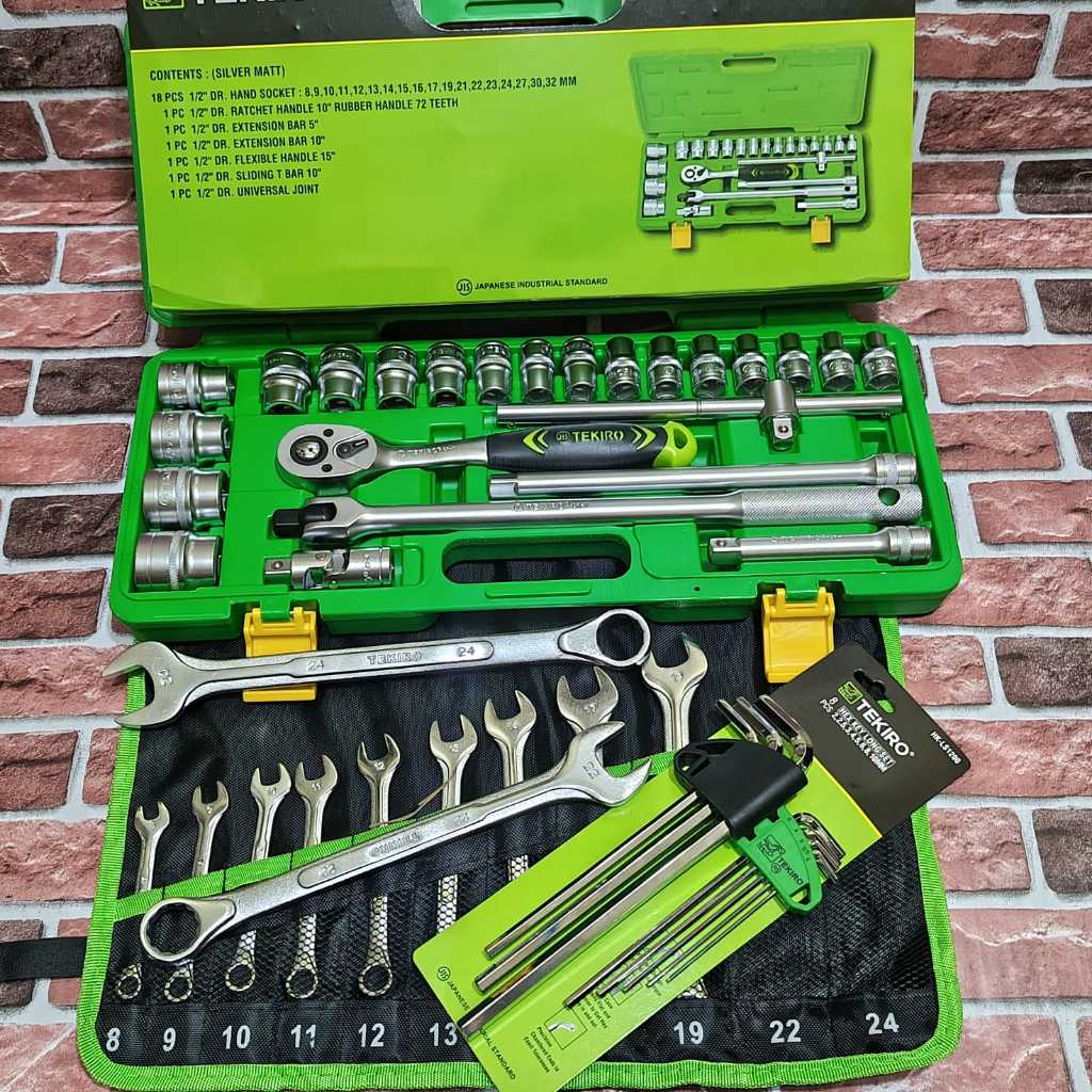Jual TEKIRO Kunci Sok Shock Set 24Pcs 8 - 32 Mm 1/2 6Pt Box Plastik / Kunci Ring Pas Set 11 pcs ...