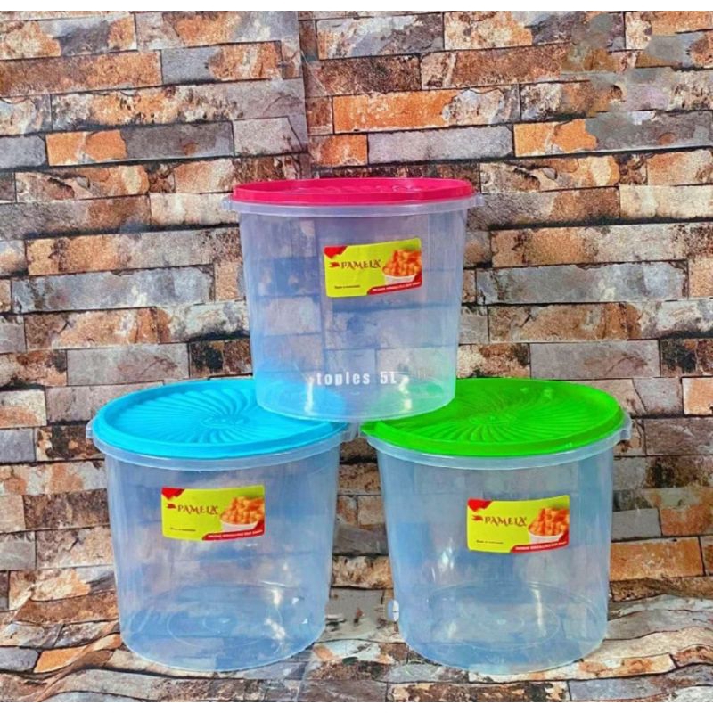 Jual Toples 5 liter Pamela/ Toples plastik 5 Liter/ Toples kerupuk dan peyek 5 liter pamela ...