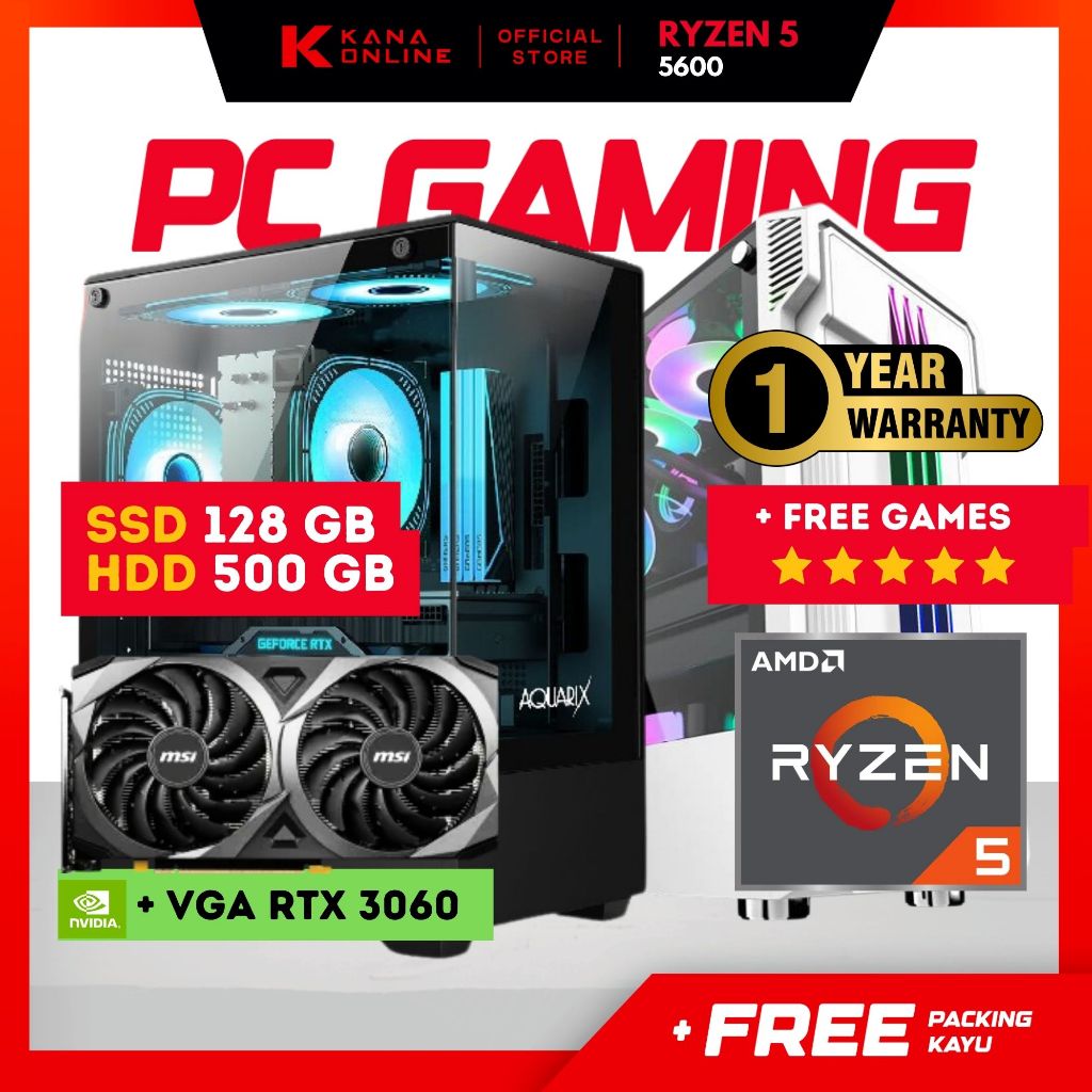 Jual PC GAMING AMD RYZEN 5 5600 HDD 1TB RAM DDR4 16GB NVME 256GB VGA RTX CPU ONLY | Shopee Indonesia