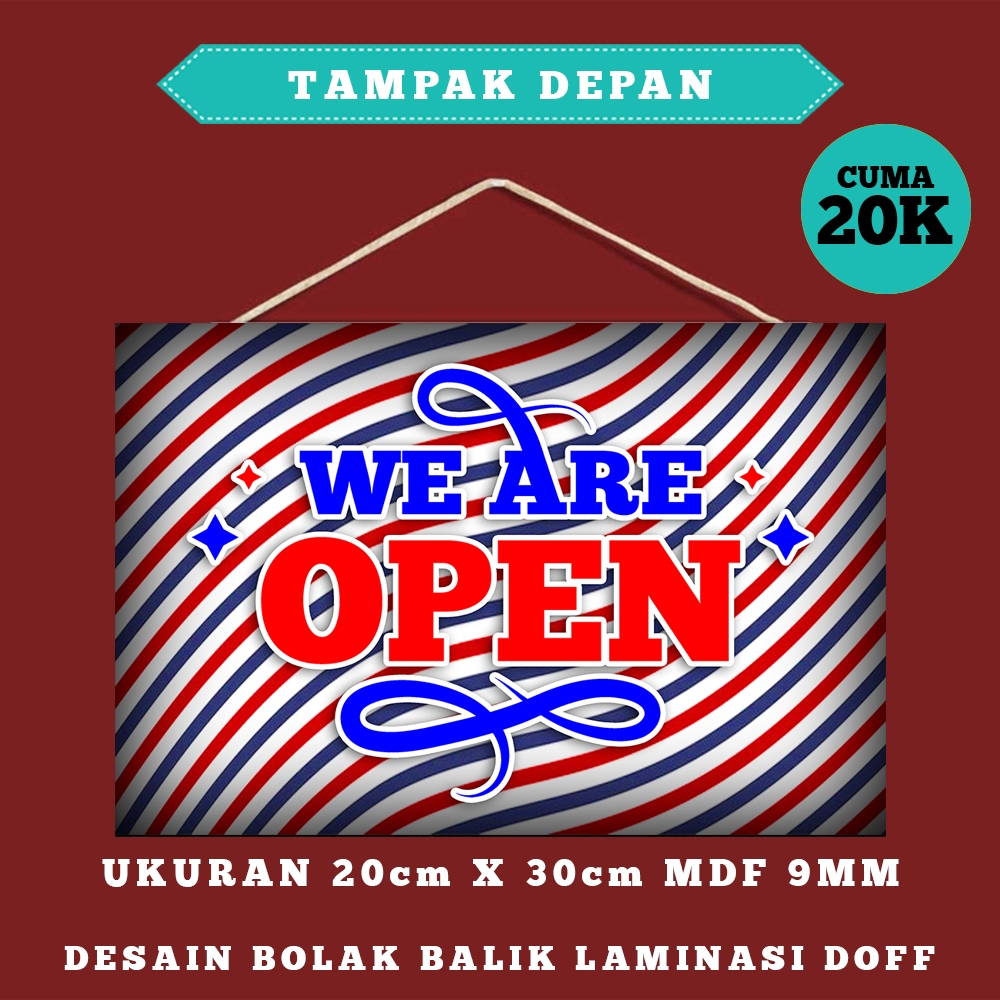 Jual PLANG BARBERSHOP OPEN CLOSED - UKURAN 20cm X 30cm - BOLAK BALIK ...