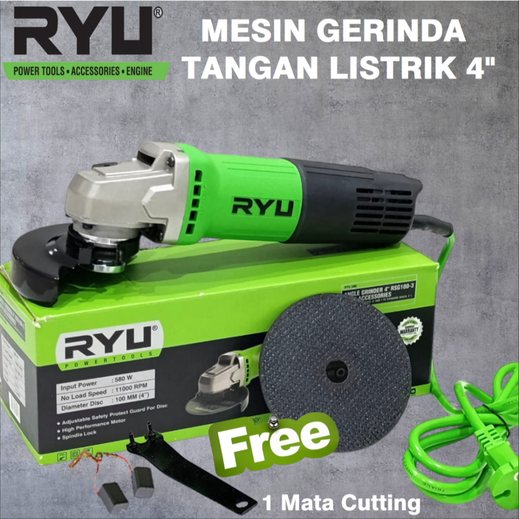 Jual Gerinda RYU RSG 100-3 Mesin Gerinda Tangan 4 Inch 4" Angle Disc Grinder Gurinda Grenda ...