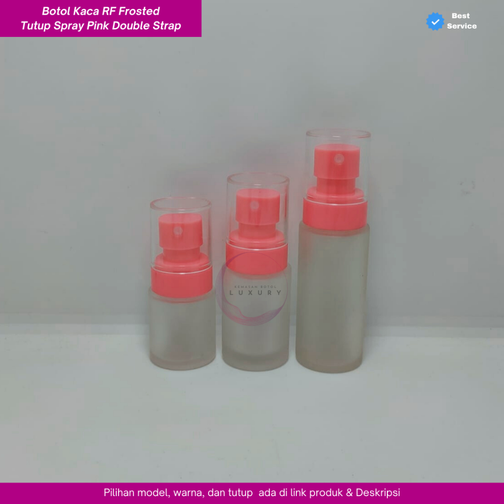 Jual BOTOL KACA 20ML, 30ML, 50ML, RF SPRAY PINK DOUBLE STRAP | Shopee ...