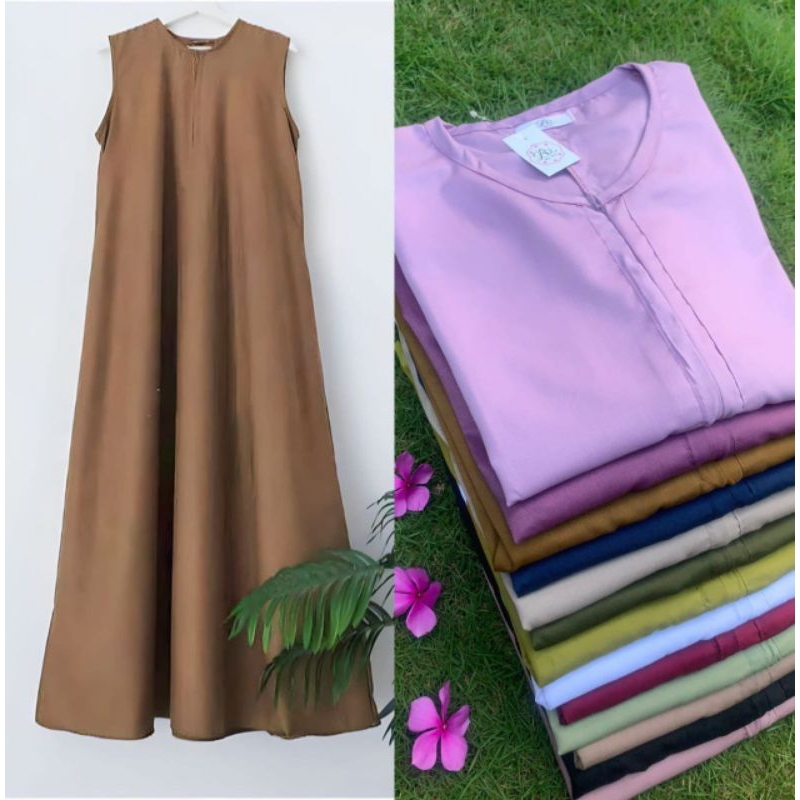 Jual Inner Dress Tanpa Lengan Toyobo Gamis Wanita Kondangan Simple ...