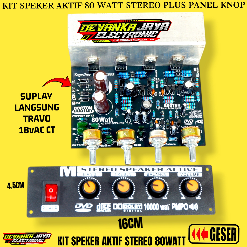 Jual Kit Power Amplifier Active 80 watt Stereo Plus Panel Knop | Shopee Indonesia