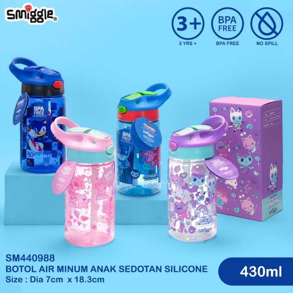 Jual BOTOL MINUM WATERBOTTLE SMIGGLE SEDOTAN SILIKON 430ML BPA FREE | Shopee Indonesia