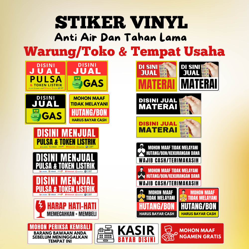 Jual Stiker Untuk Warung/Toko / Jual Pulsa dan Token Listrik / Stiker ...