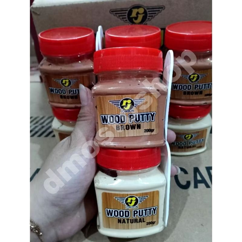 Jual TAMBALAN KAYU RJ LONDON WOOD PUTTY NATURAL WOOD PUTTY BROWN 200GR ...