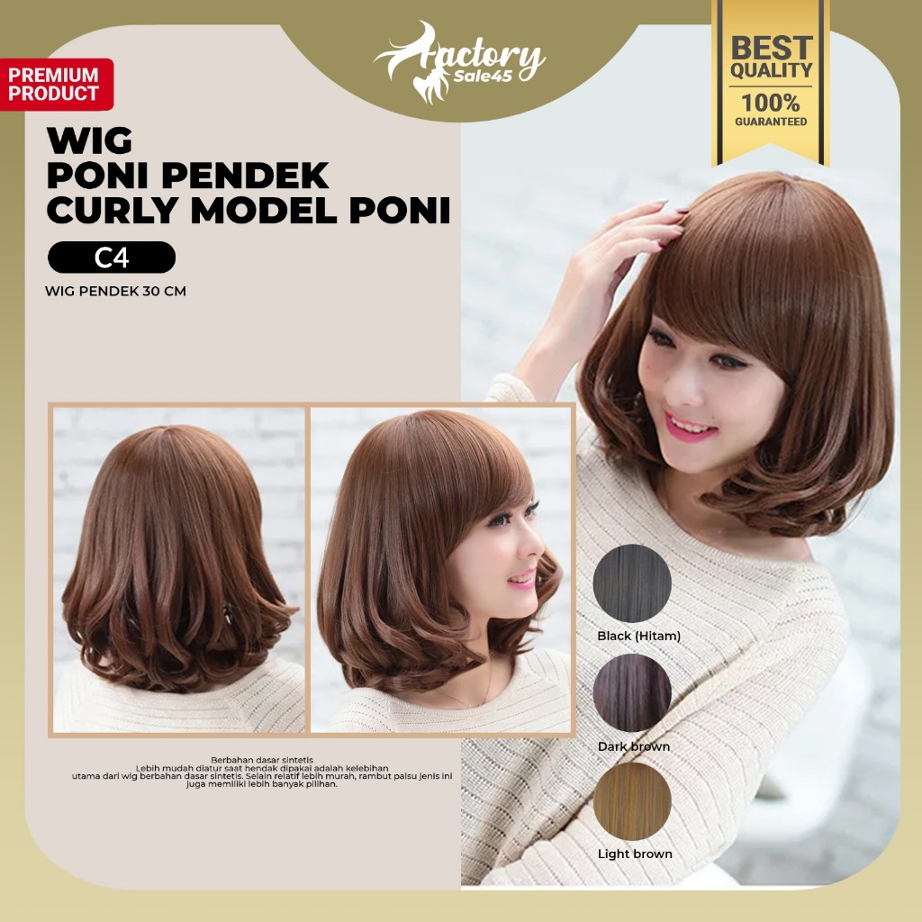 Jual Wig Rambut Wanita Pendek Bahan Sintetis / WIG Bob / Wig Poni ...