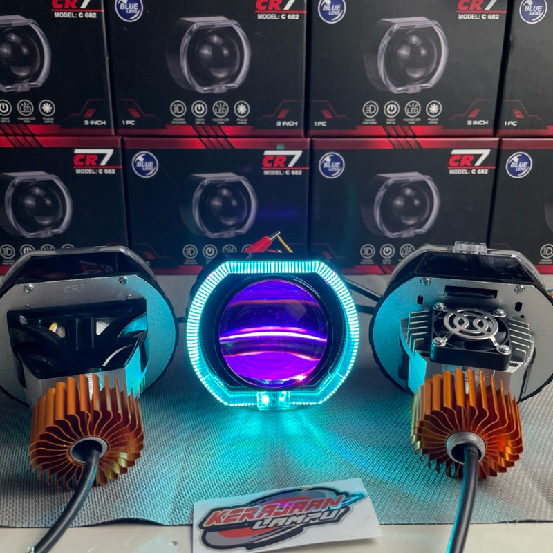 Jual Lampu Projector Biled CR7 PRO 4,5 Inc Blue Lens 3 Inc Lensa Cahaya ...
