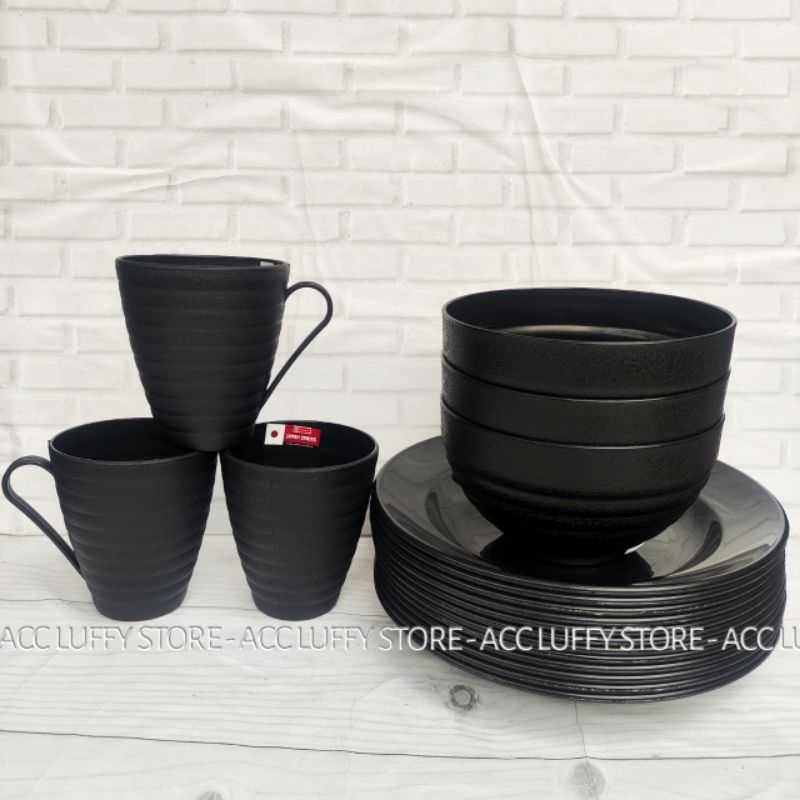 Jual PAKET RAMEN HITAM ISI SATU LUSIN/12PCS ( PIRING RAMEN HITAM ...
