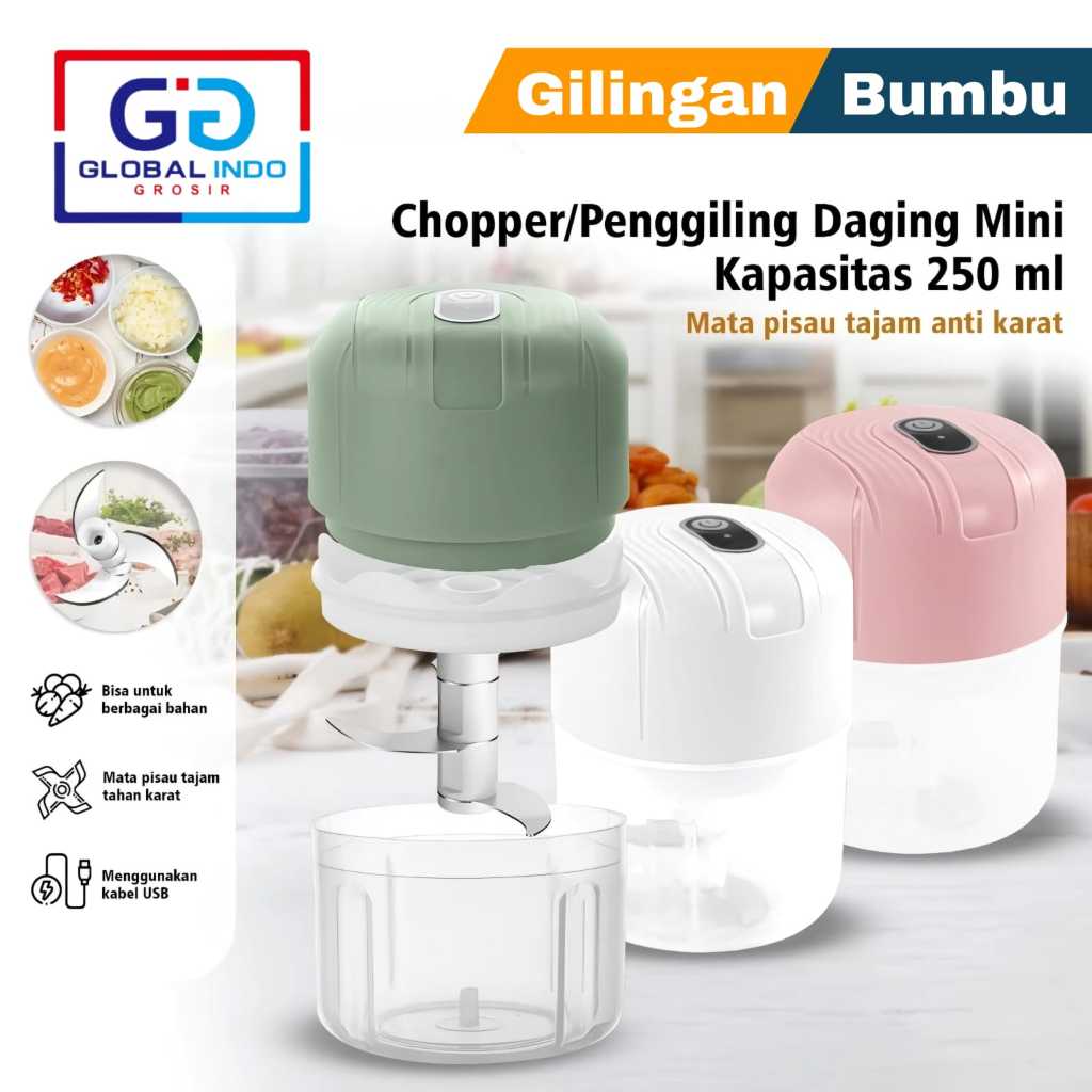 Jual Mini Chopper Food Blender Gilingan Elektrik Portable Bumbu Dapur ...
