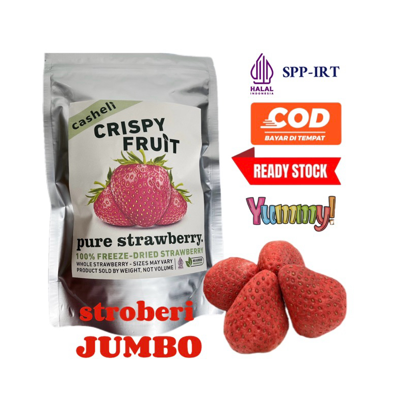 Jual casheli Crispy Freeze-dried Strawberry Jumbo Size Stroberi High Quality 90g Food | Shopee ...