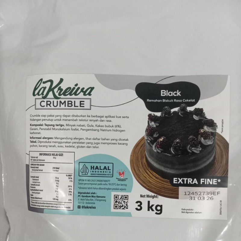 Jual la kreiva crumble halus hitam | crumble extra fine black | remahan ...