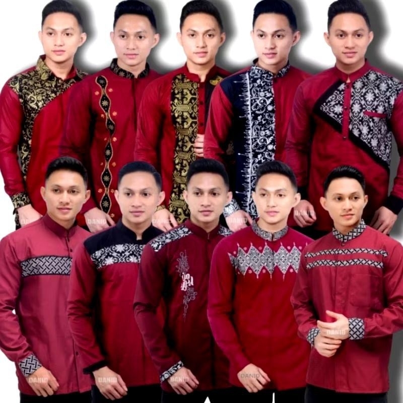 Jual Koko bordir premium ~ warna merah maron panjang series | Shopee ...