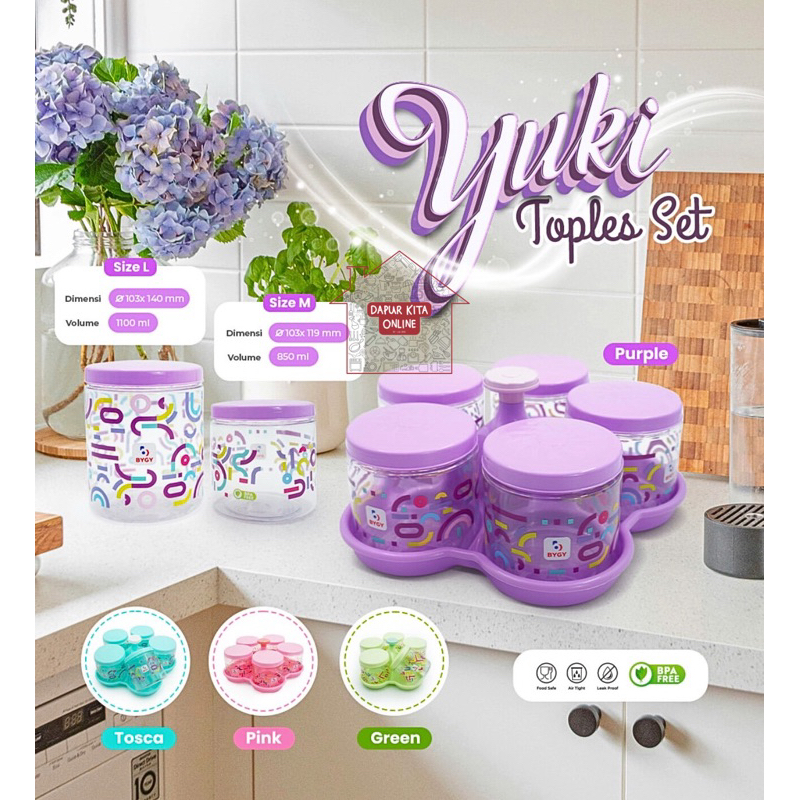Jual Yuki Toples Set / Toples Kue Kering Lebaran / Toples Set 5 Large ...