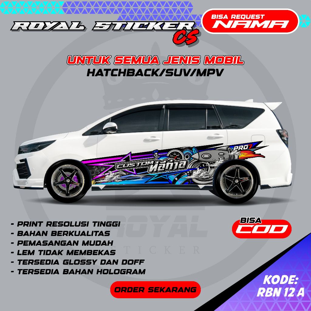 Jual RBN 12-STIKER DECALL DESIGN THAILOOK SEMUA MOBIL INNOVA, FORTUNER ...