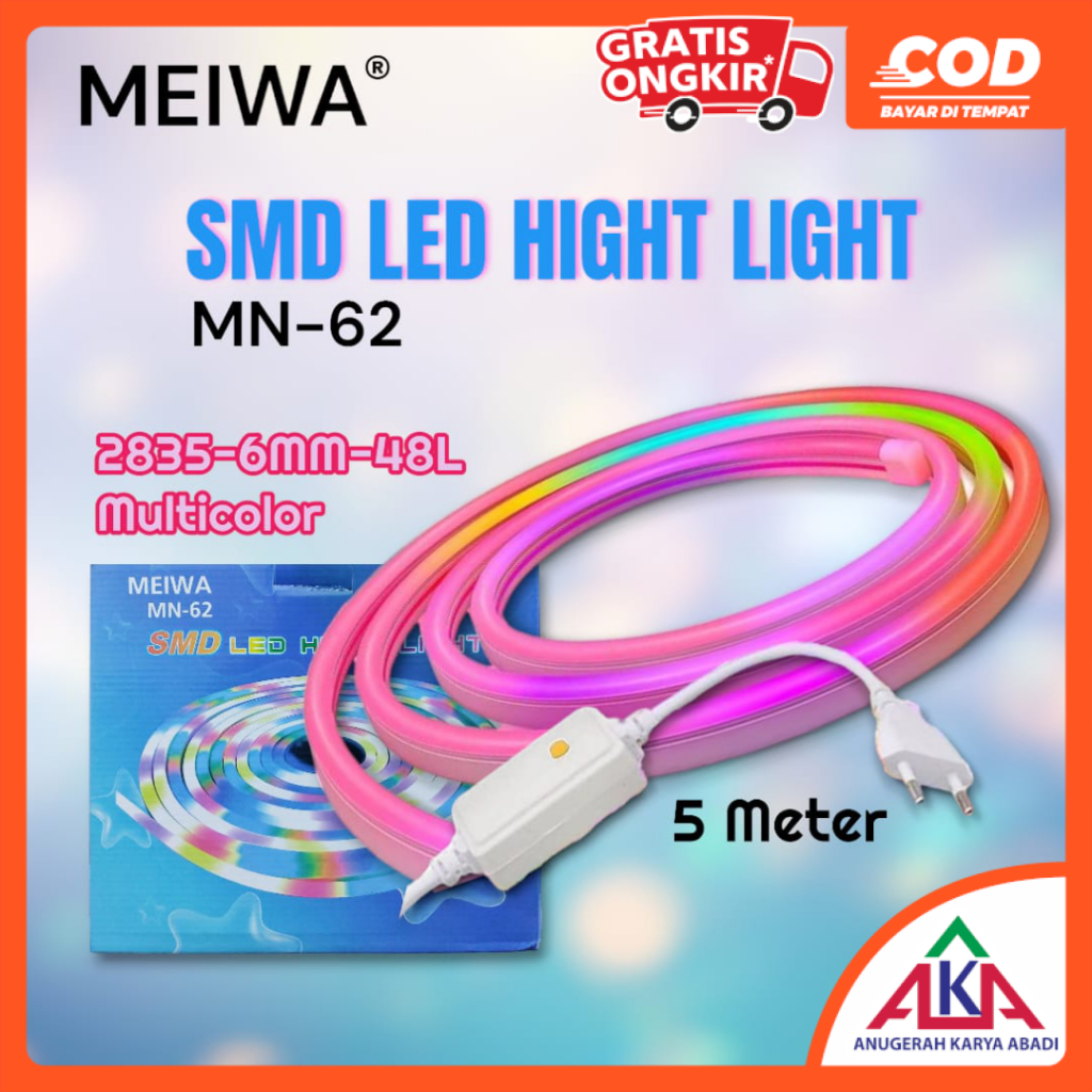 Jual MEIWA Lampu LED Strip MN-52 / MN-62 Selang Hight Light SMD 2385 5M / 10M 220V Adaptor ...