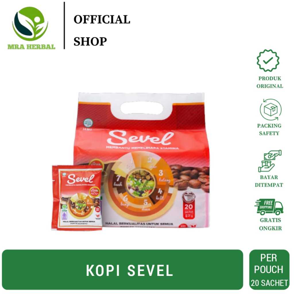 Jual Kopi Sevel Elemen Per Pouch 20 Sachet | Kopi Herbal 7 Elemen ...