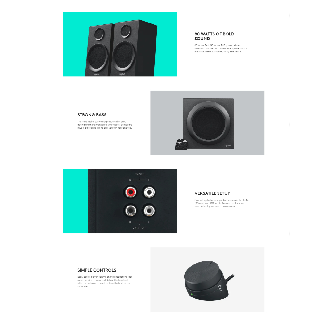 Jual Logitech z333 2.1 Channel Computer Multimedia Speaker System with ...