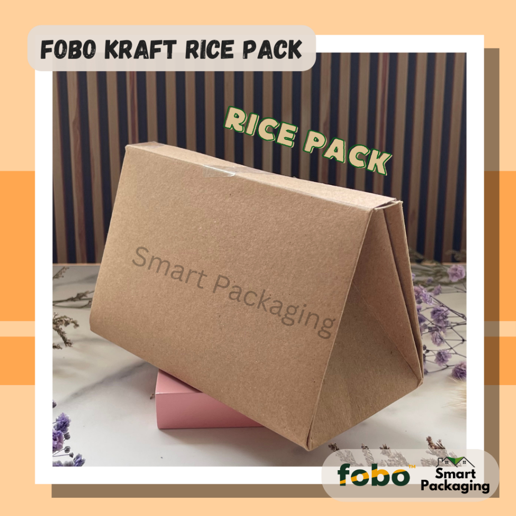 Jual [ISI 50 PCS] FOBO Kraft Paper Rice Pack / Kertas Bungkus Nasi ...