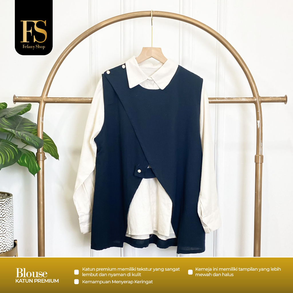 Jual Top Blouse Vest Kemeja Wanita Rompi Outer Polos Plained Vest ...