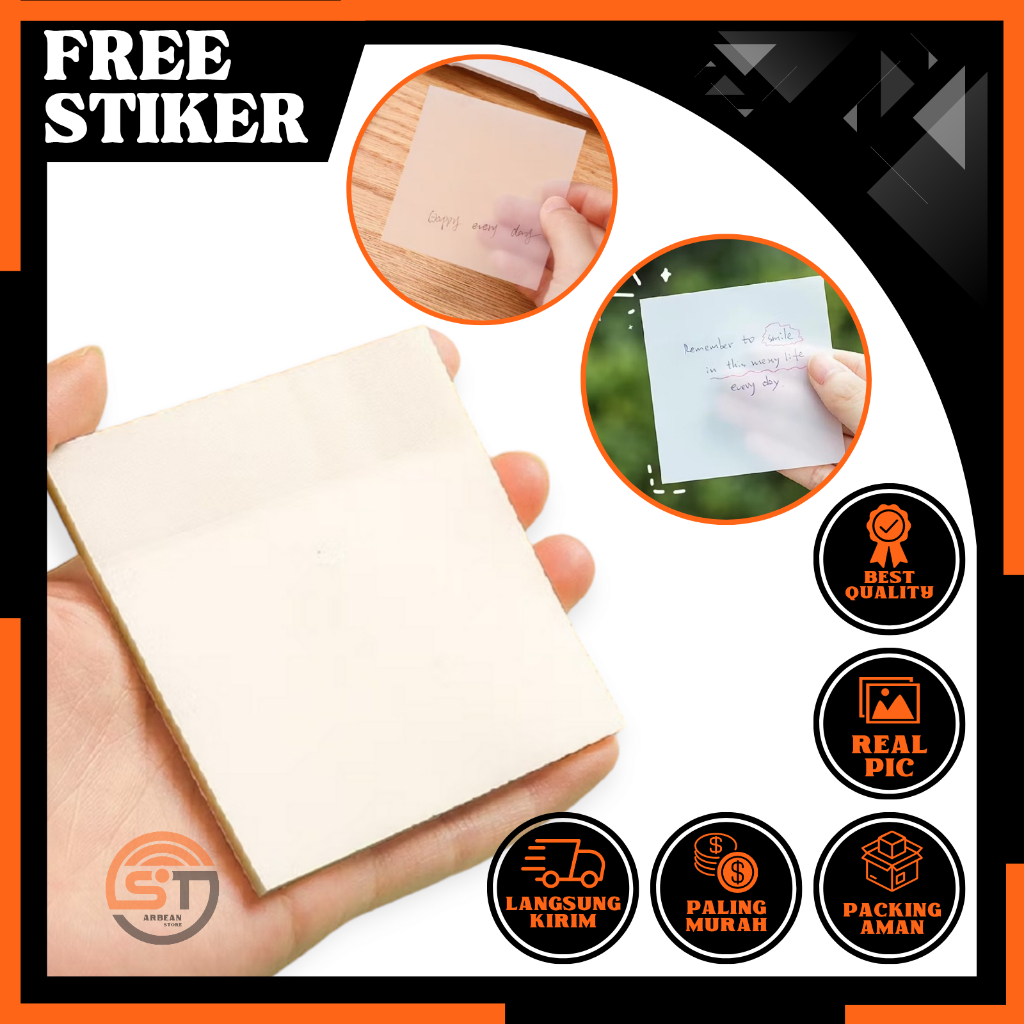 Jual 1PCS Sticky Note Kertas Transparant Tahan Air Isi 50 Lembar ...