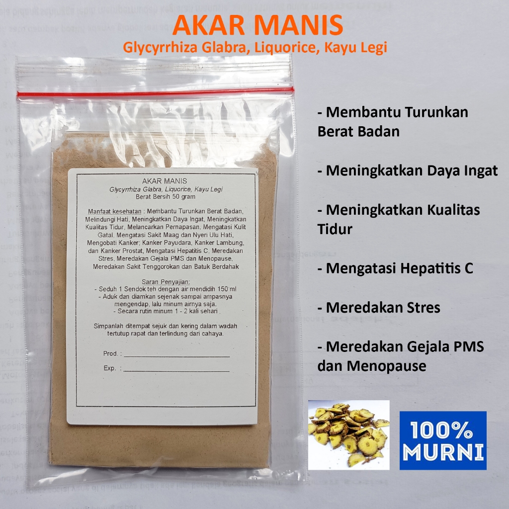 Jual AKAR MANIS Seduh Serbuk Bubuk Kayu Legi Daya Ingat Pelangsing ...