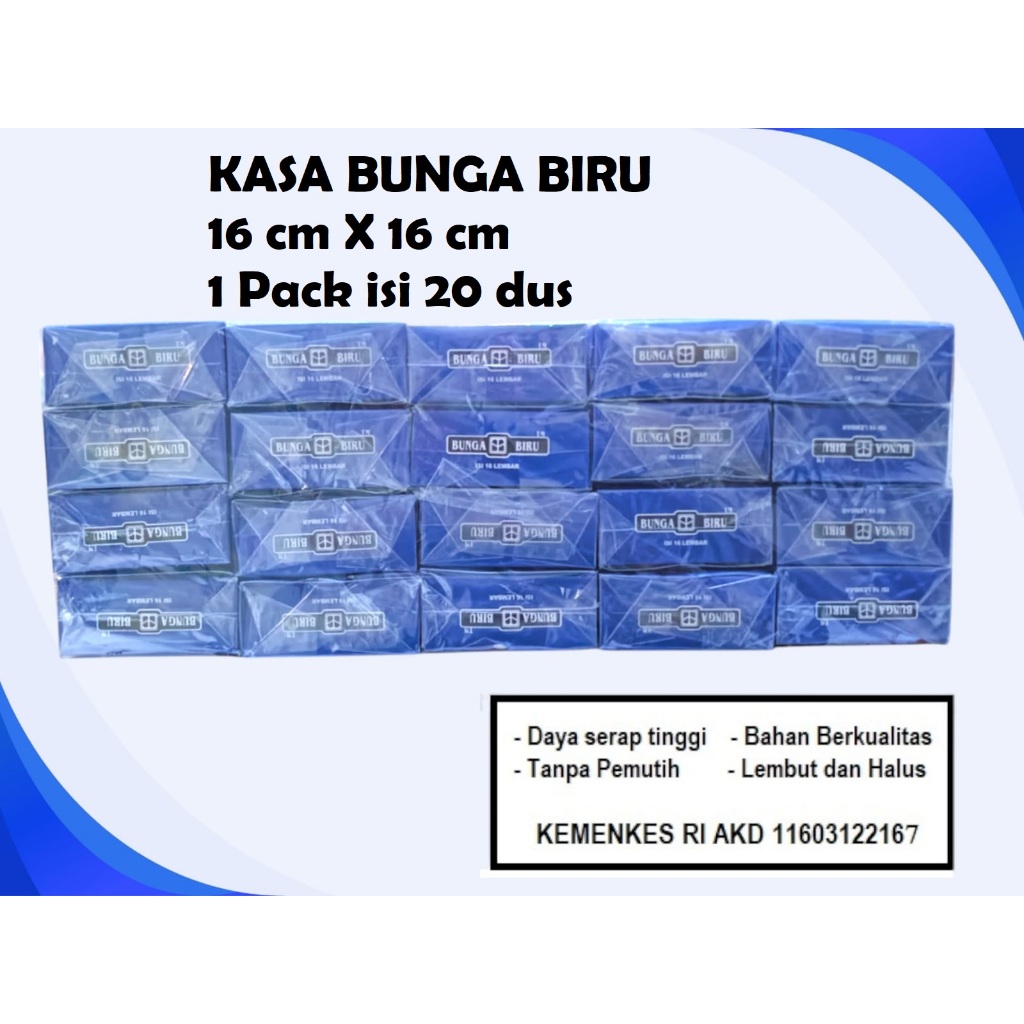 Jual Kasa Perban Bunga Biru Kassa 16 cm x 16 cm 1 pack isi 20 dus ...