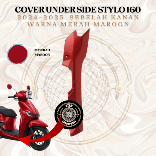 Jual Cover under side STYLO 160 2024 2025 KANAN (R) Warna Merah maroon ...
