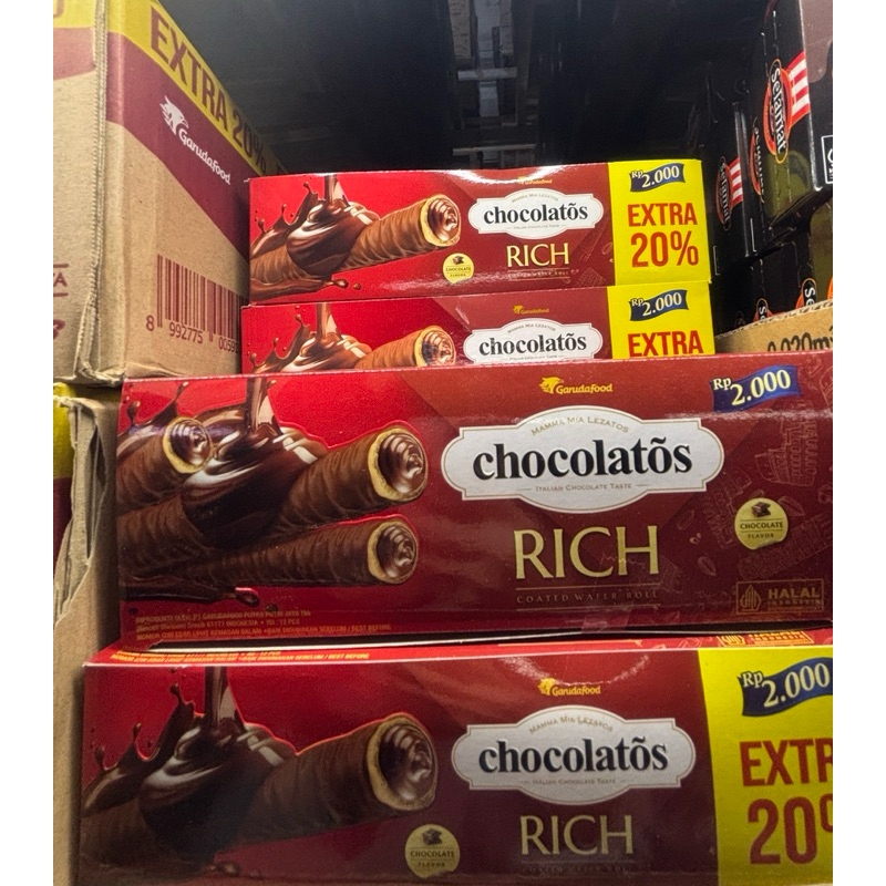 Jual Chocolatos Wafer Roll Rich Coated isi 12/box | Shopee Indonesia