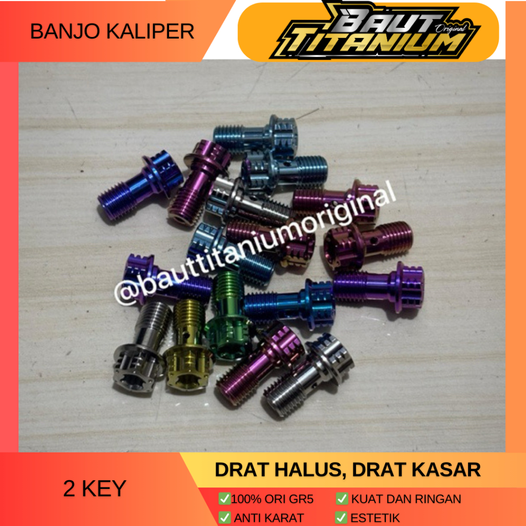 Jual Baut Titanium Banjo Kaliper selang rem Drat halus kasar | Shopee Indonesia